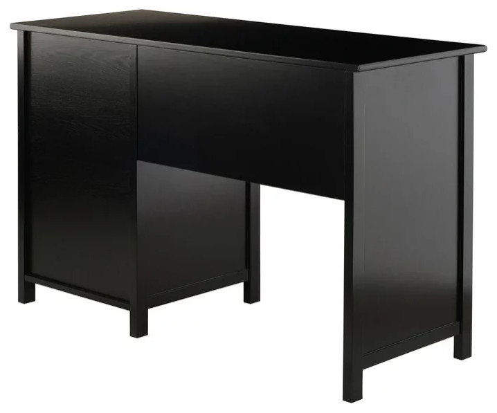 Transitional Desk, 3 Drawers & Single Door Cabinet With Beveled Accent ...