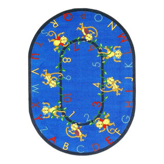 Kid Essentials, Early Childhood Monkey Business Rug, 5'4" x 7'8" Oval ...