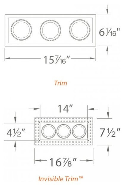LED Precision Multiple Three-Light Invisible Trim, White - Recessed ...