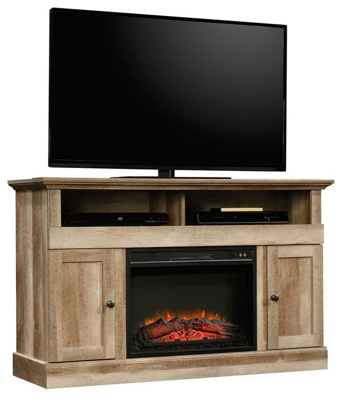 Pemberly Row Wood Fireplace TV Stand for TVs up to 60" in Lintel Oak ...
