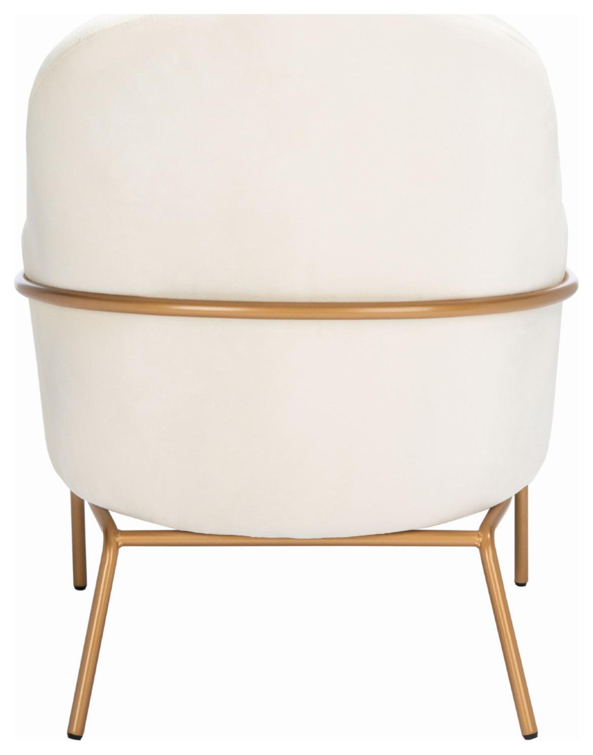 Modern Glam Cream Velvet Accent Chair with Shell Silhouette and Gold ...