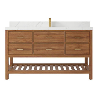Willow Collection Parker Solid Teak Wood Bathroom Vanity With