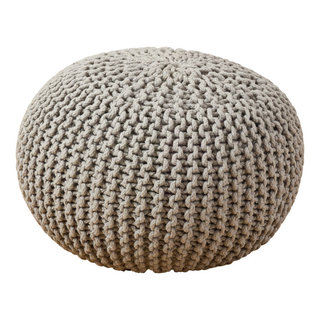 Cotton Pouf With Twisted Rope Design - Scandinavian - Floor Pillows And Poufs - by Saro ...