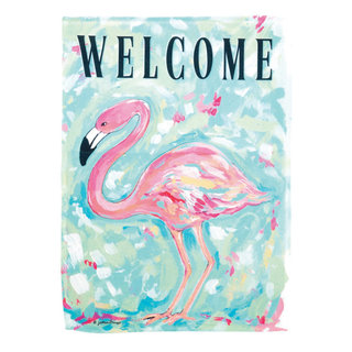 Flag Welcome Flamingo Polyester 30x44 - Traditional - Flags And ...