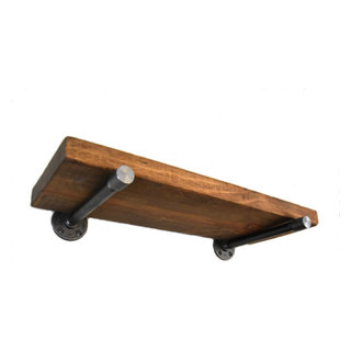Yellowstone II Rustic Farmhouse Floating Shelf With Pipe Brackets, 60 ...