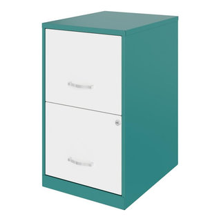 Pemberly Row 18" Modern Metal File Cabinet with 2 Drawers in Navy ...