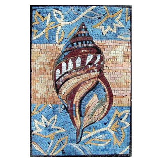 Shell Marble Mosaic Hand Made, 19" x 24" - Beach Style - Tile Murals ...