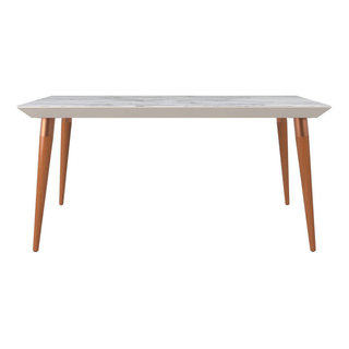 Utopia 62.99" Dining Table, White Gloss and Maple Cream - Midcentury ...