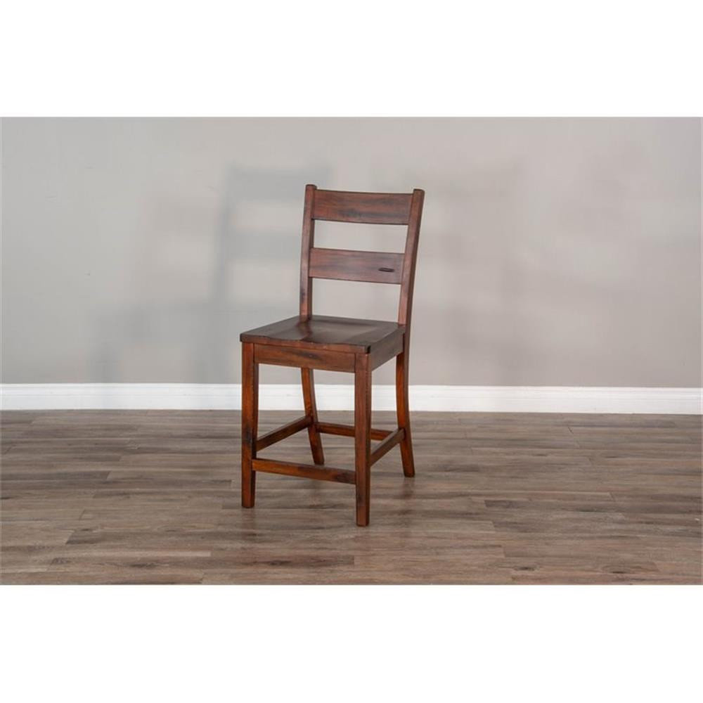 Sunny Designs 30" Tuscany Mahogany Wood Ladderback Barstool in Brown ...