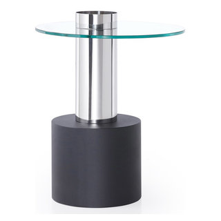 Modern Contour End Table Clear Glass Polished Stainless Steel Matte ...