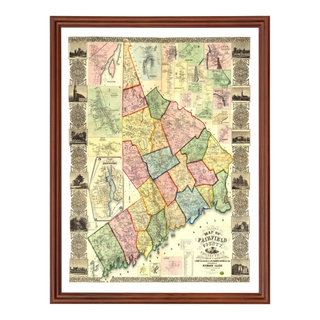 Fairfield County Map Framed Art 1856, Vintage CT Wall Decor, 18x24 ...