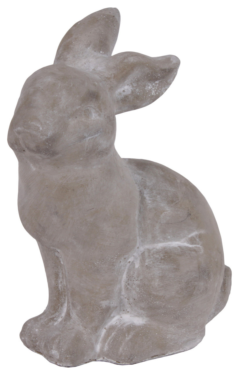 Cement Sitting Rabbit Figurine, Concrete Finish, Gray - Farmhouse ...