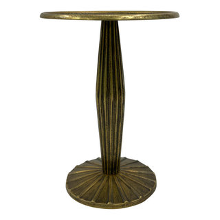 12" Side End Drink Table Fancy Fluted Base Round Top Antique Brass ...