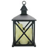 12.5" Black Candle Lantern With 3 Flameless LED Candle - Transitional ...