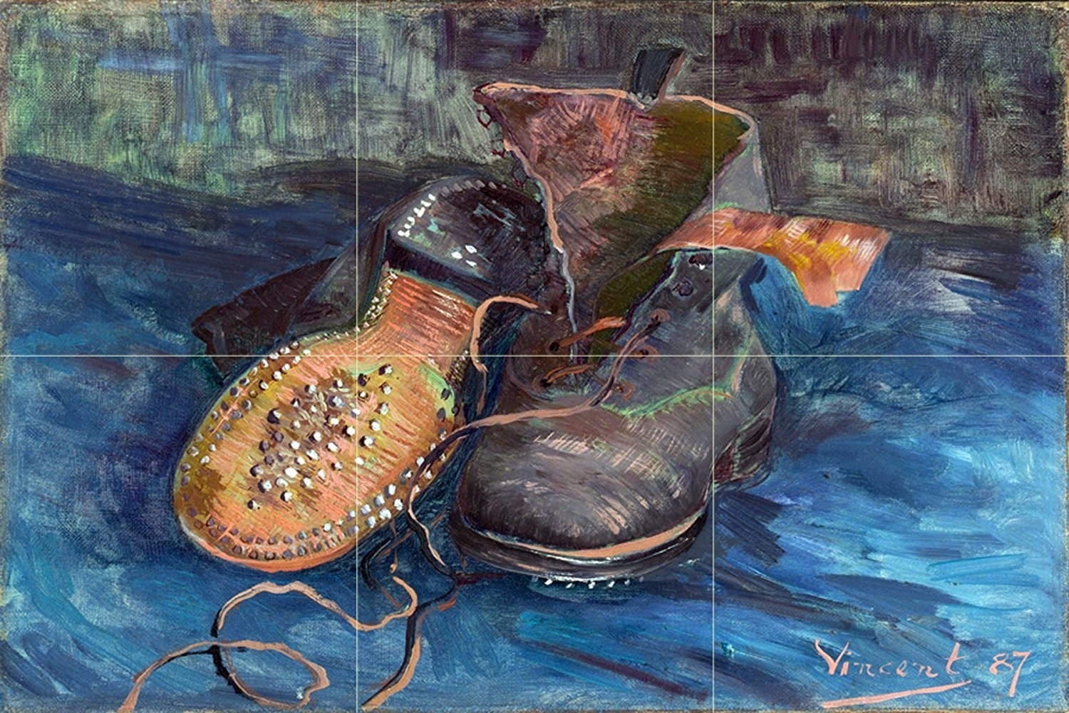 Tile Mural Kitchen Backsplash a Pair of Boots Still Life Shoes, 6 ...