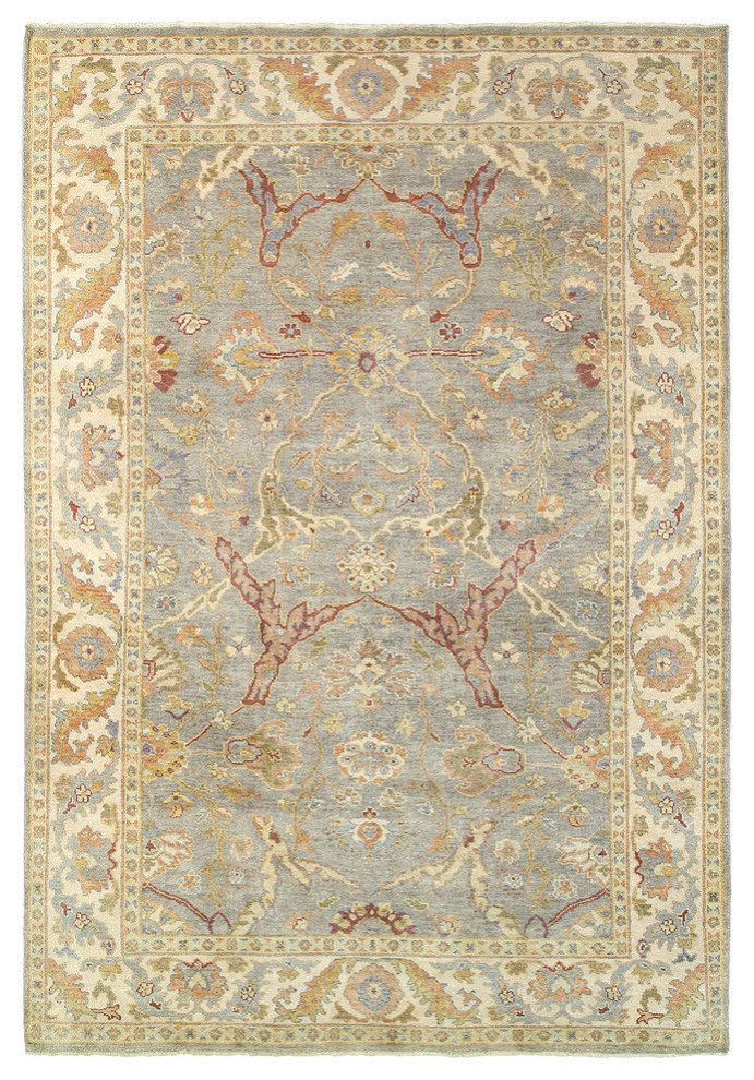 Preston Hand-Knotted Wool Traditional Persian Gray/Beige Area Rug, 2' x ...