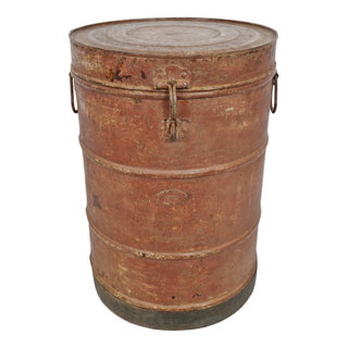 Consigned Iron Storage Can - Industrial - Side Tables And End Tables ...