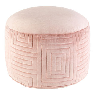 Surya Arianna Dusty Pink Pouf 12"H X 20"W X 20"D - Contemporary - Floor ...