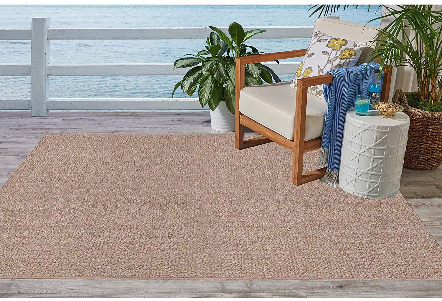 Saturn Collection Solid Color Indoor Outdoor Area Rugs, 2' x 12 ...
