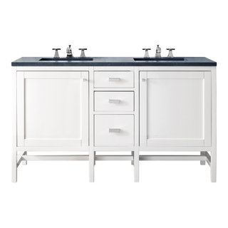 Addison 60" Double Vanity, Glossy White, Charcoal Soapstone Quartz Top ...