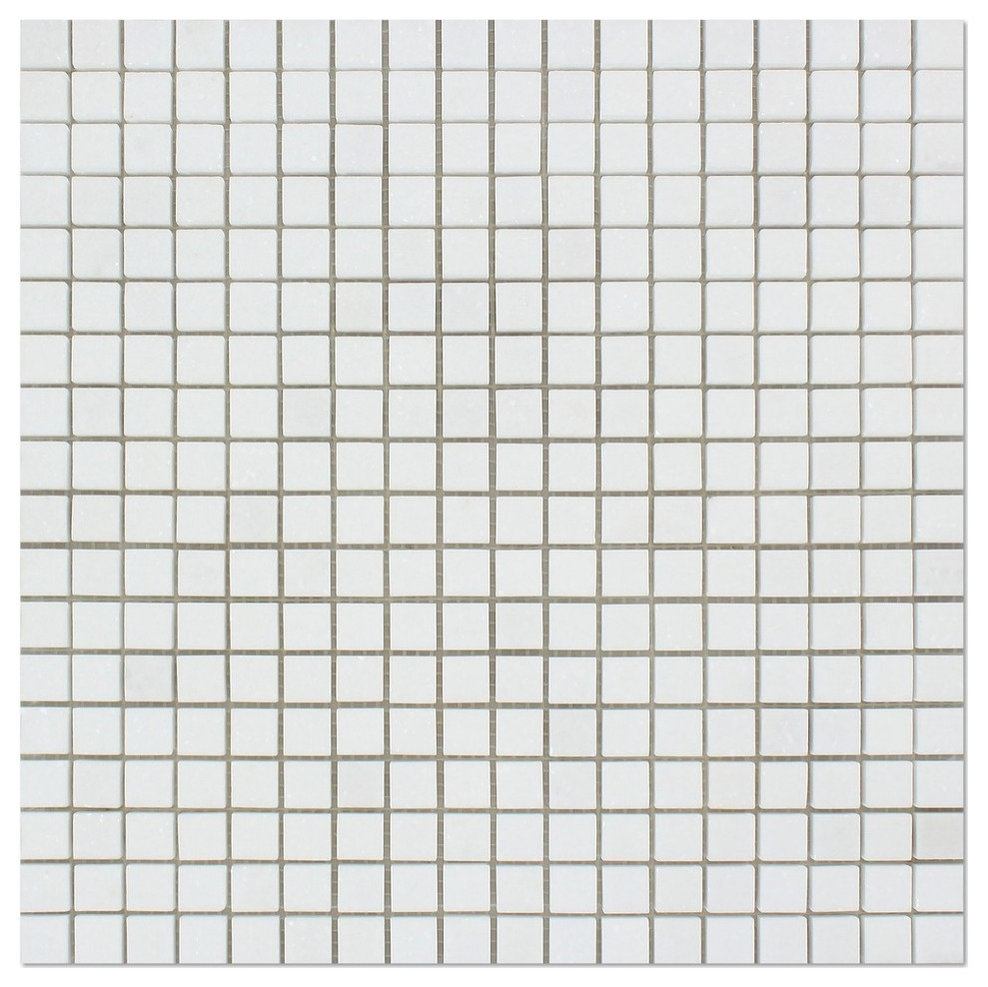 Sample of 5/8 X 5/8 Thassos White Marble Hon. M. Tile - Traditional ...