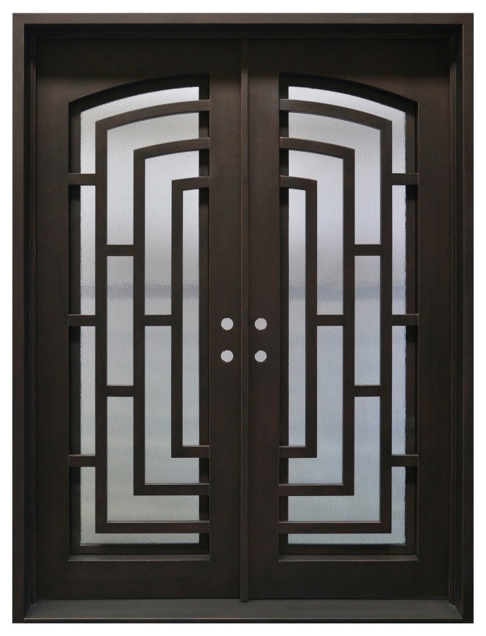 Square Top Modern Dual Door With Frame and Threshold 40"x96", Matte ...