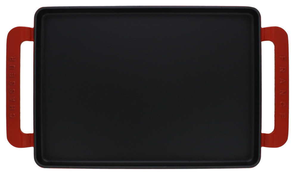 Chasseur 14" Red Rectangular Griddle French Enameled Cast Iron ...