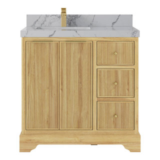 Willow Collection Dora Teak, 36" Left Offset - Transitional - Bathroom ...