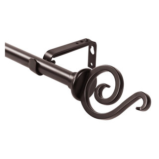 Classic Forged Iron French Scroll Curtain Rod, 84"-120" - Mediterranean ...