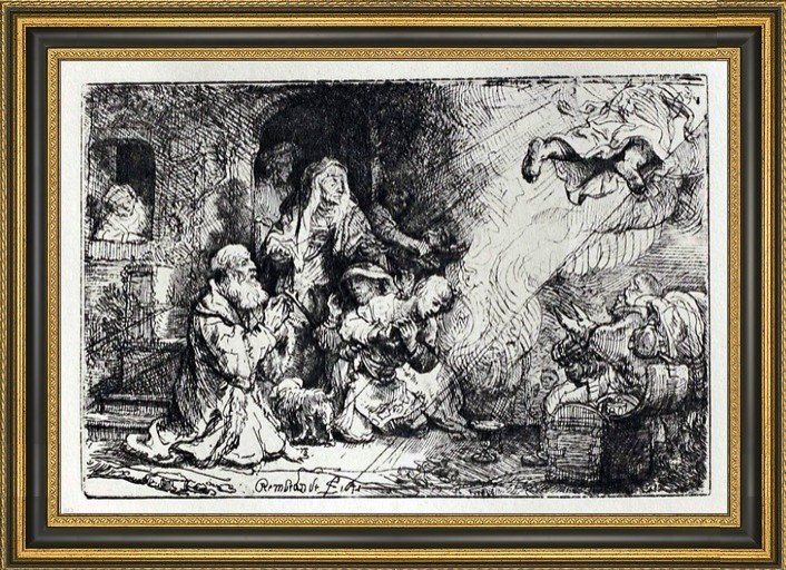 Rembrandt Van Rijn the Angel Asceding from Tobit and His Family Canvas ...