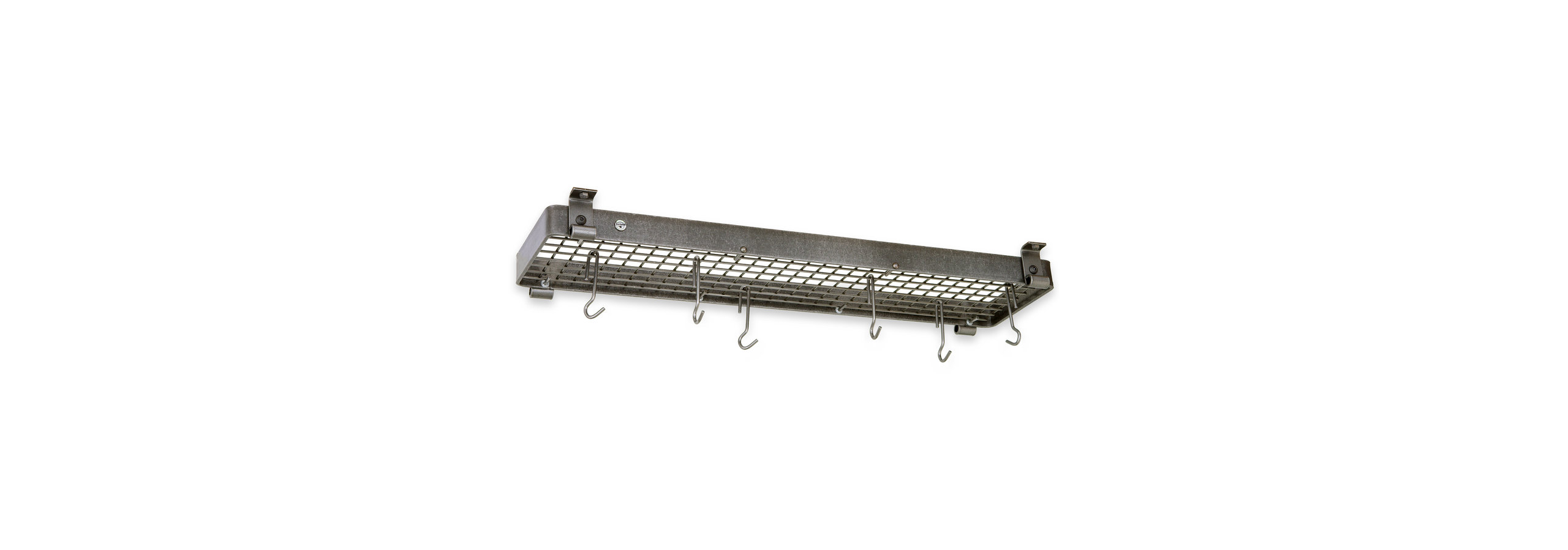 Handcrafted 36" Narrow Flush Mounted Ceiling Rack w 12 Hooks Hammered ...