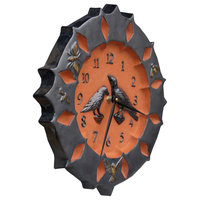 Ravens Ceramic Wall Clock, Metal Glaze on Terra Cotta Clay - Farmhouse ...