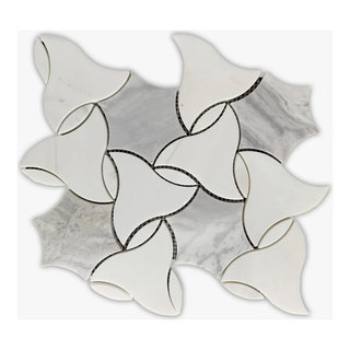 Bianco Dolomiti and Ice Grey Polished Windmill W Marble Mosaic ...