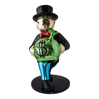 Casual Monopoly Man Holding Money Bag Resin Statue Large Size: 16" x 16 ...