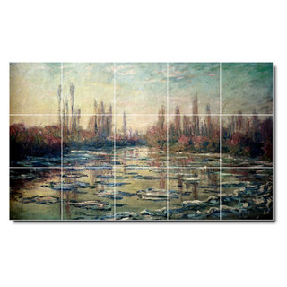 Claude Monet Country Painting Ceramic Tile Mural #109, 21.25" Wide x 12 ...