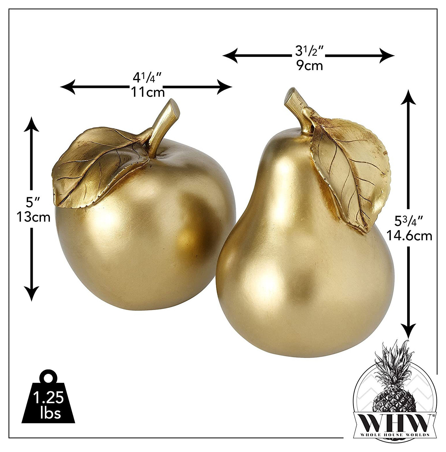 Metallic Gold Apple and Pear - Farmhouse - Decorative Objects And ...