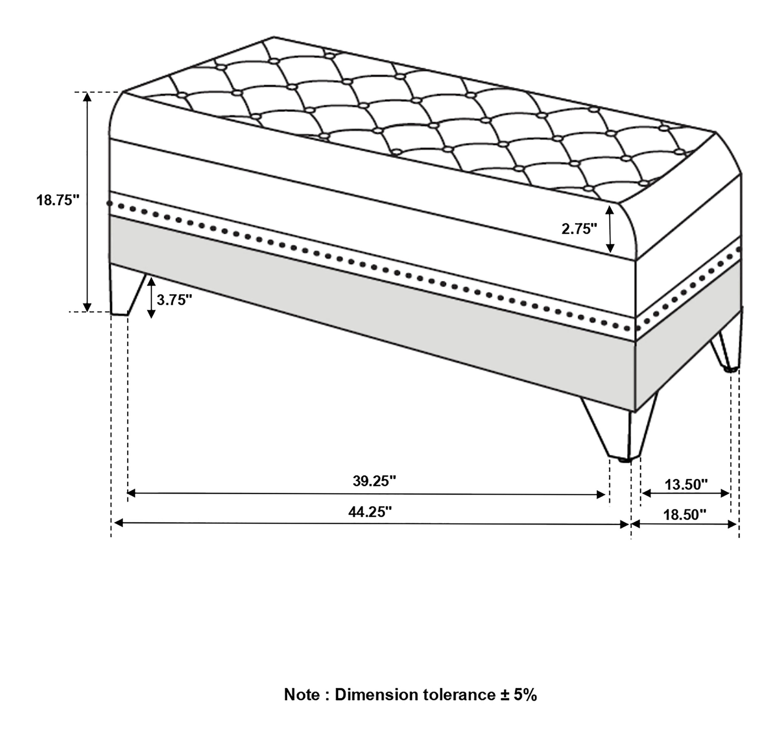 Barzini Tufted Rectangular Trunk With Nailhead Black - Contemporary ...