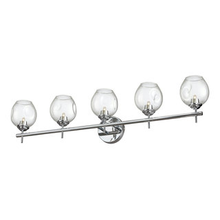 5 Light Halogen Vanity Polished Chrome with Clear Glass - Transitional ...