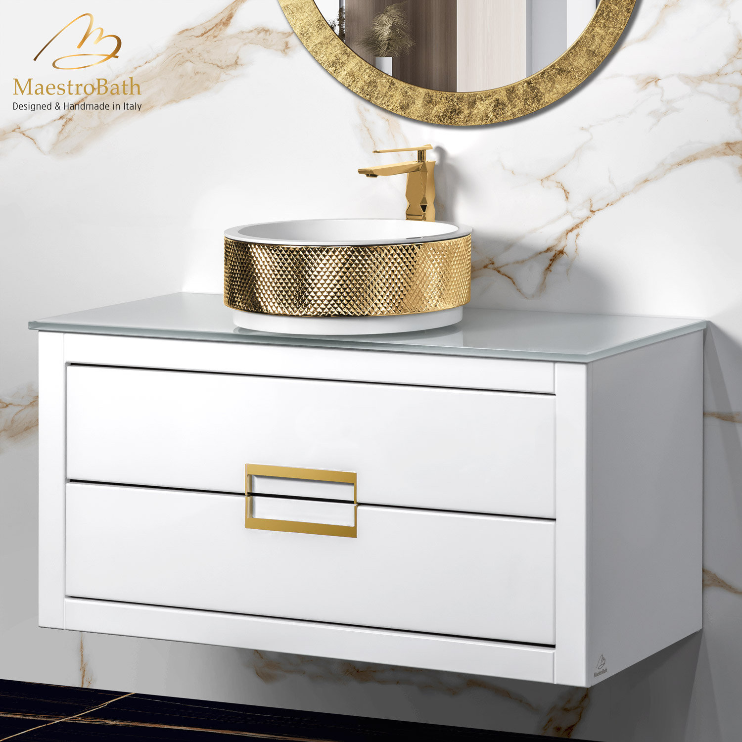 Danya Leather Vanity, 40" - Contemporary - Bathroom Vanities And Sink ...