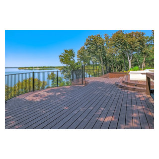 Waterfront deck with pool featuring Rustic Walnut composite decking ...