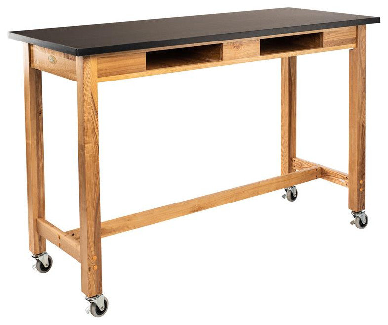NPS 30x72" Wood Science Lab Table with Chemical Resistant Top, Black ...