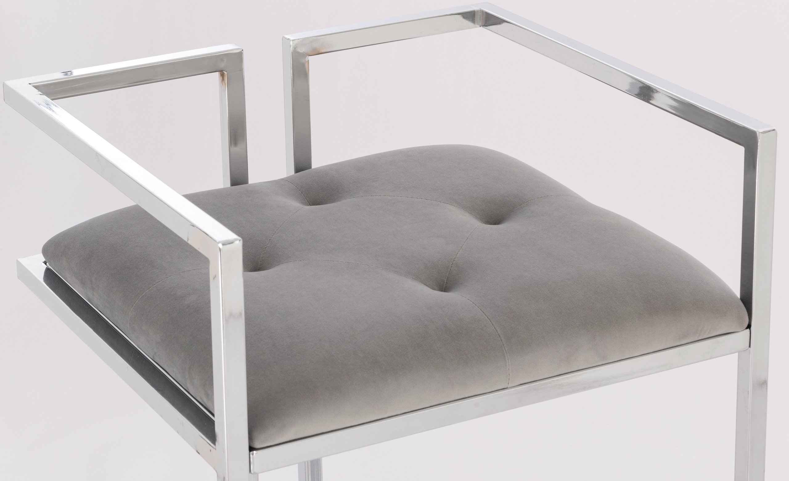 Coralie Silver Satin Kitchen Counter Stool - Contemporary - Bar Stools ...