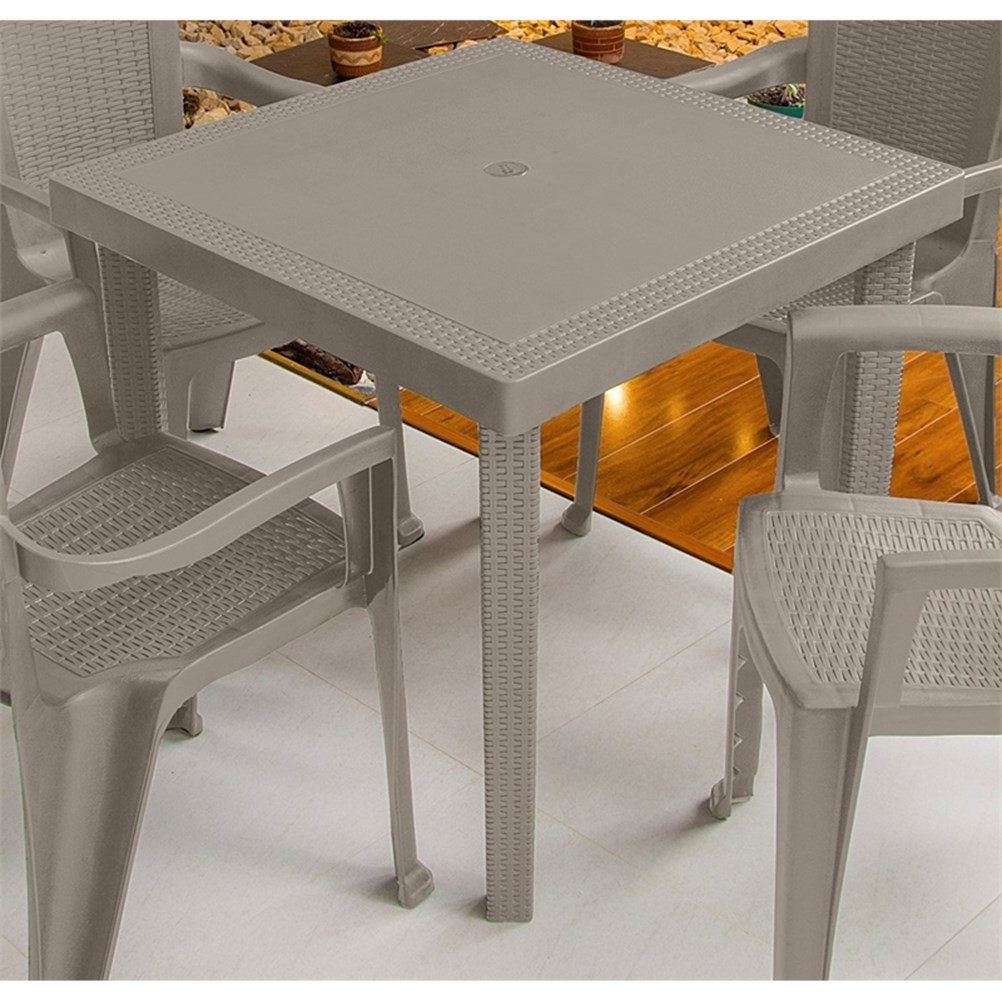 Inval Infinity Outdoor Resin Dining Table in Espresso - Tropical ...