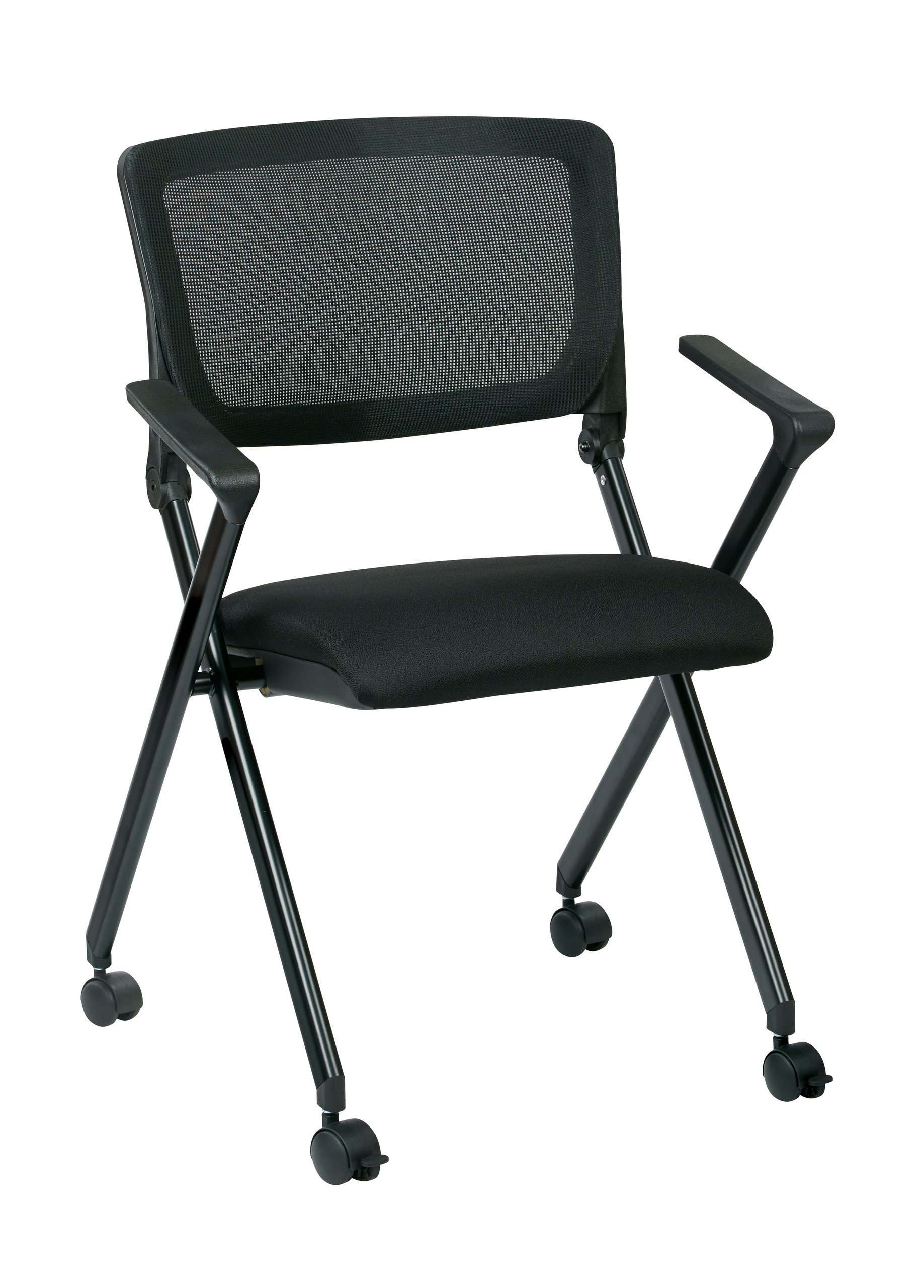 Mesh Back Folding Chair in Black Fabric (Set of 2) - Contemporary ...