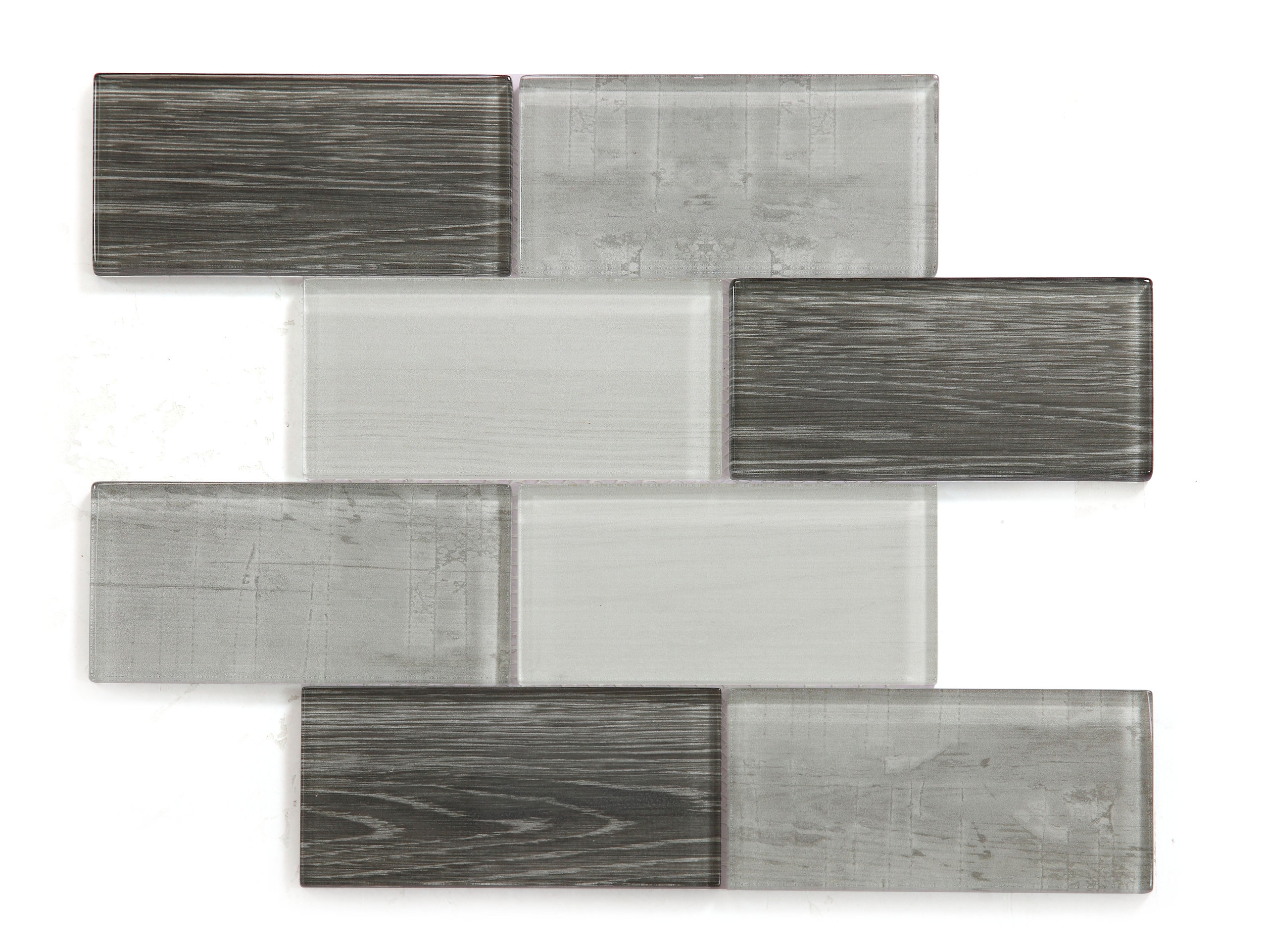 4X6 Glossy Glass Brick Subway Wall Tile,Gray, Set of 8 - Contemporary ...