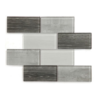 4X6 Glossy Glass Brick Subway Wall Tile,Gray, Set of 8 - Contemporary ...