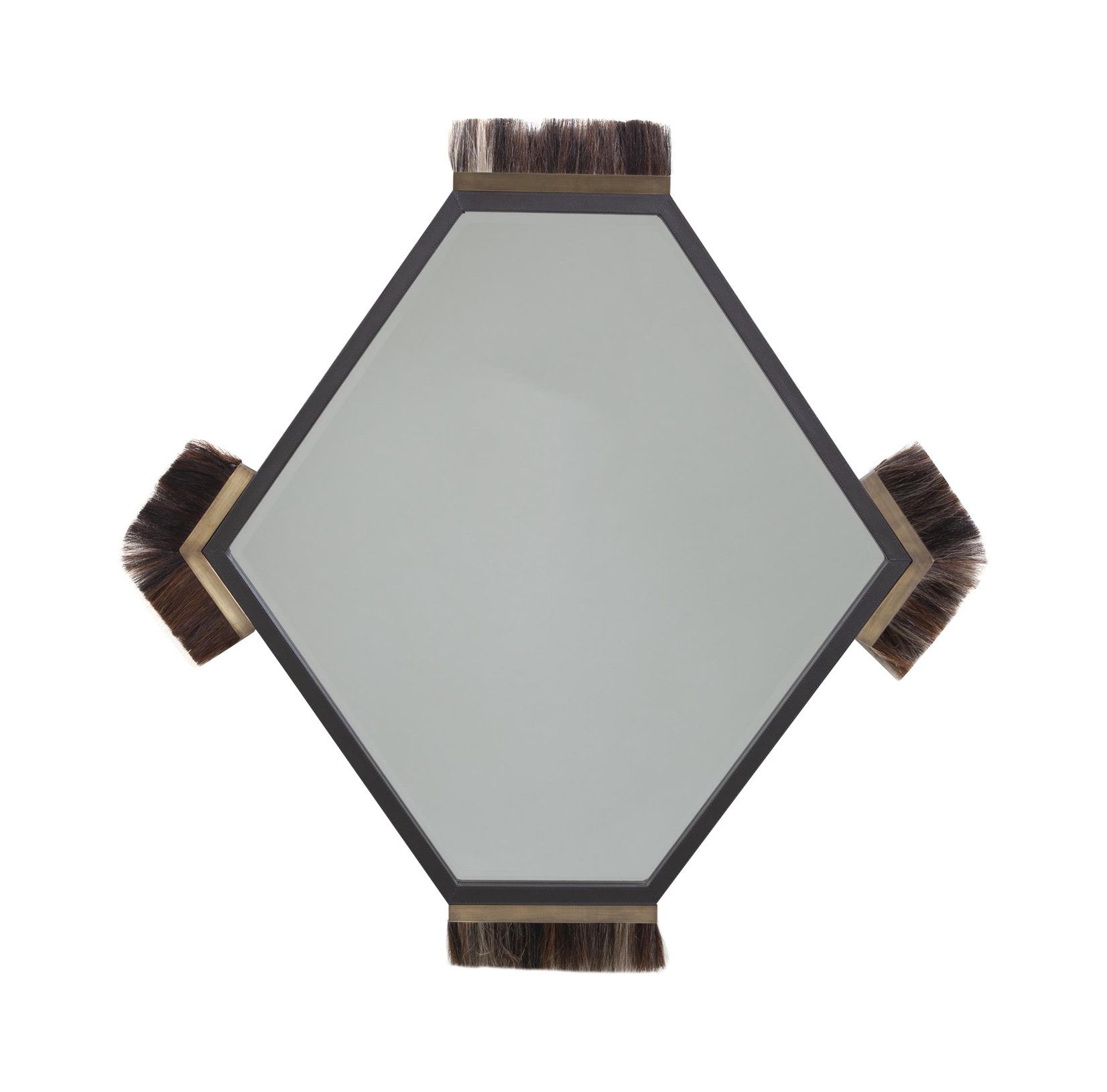 Harrington Mirror, Graphite Leather, 42"L x 1.25"D - Contemporary ...