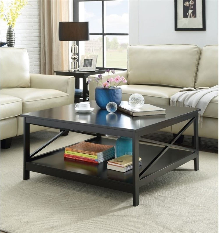 Pemberly Row 36" Square Coffee Table in Black - Transitional - Coffee ...