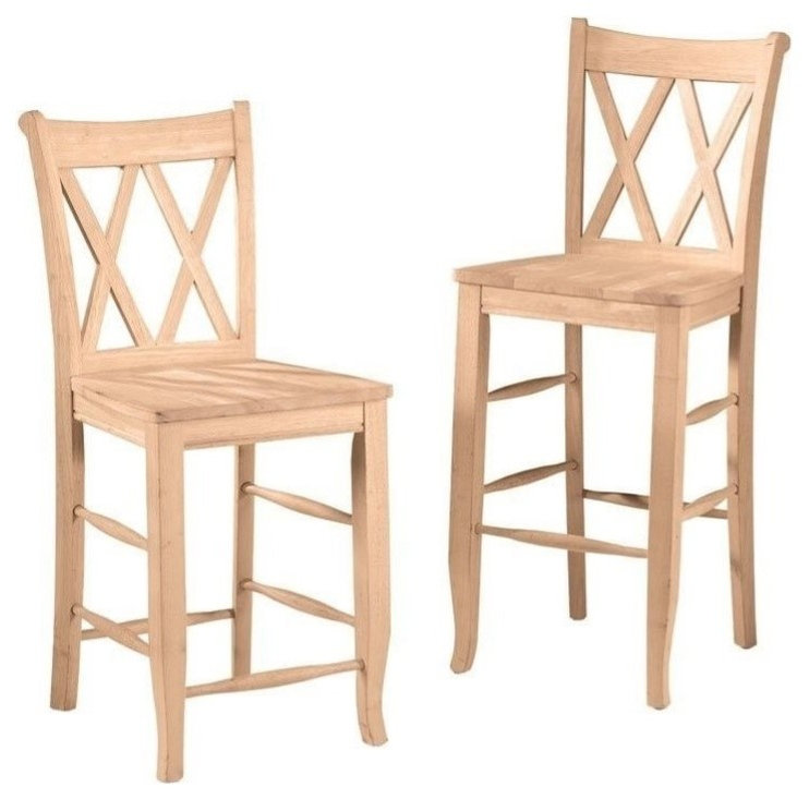 International Concepts Solid Wood Double "X" Counter Height Stool in ...