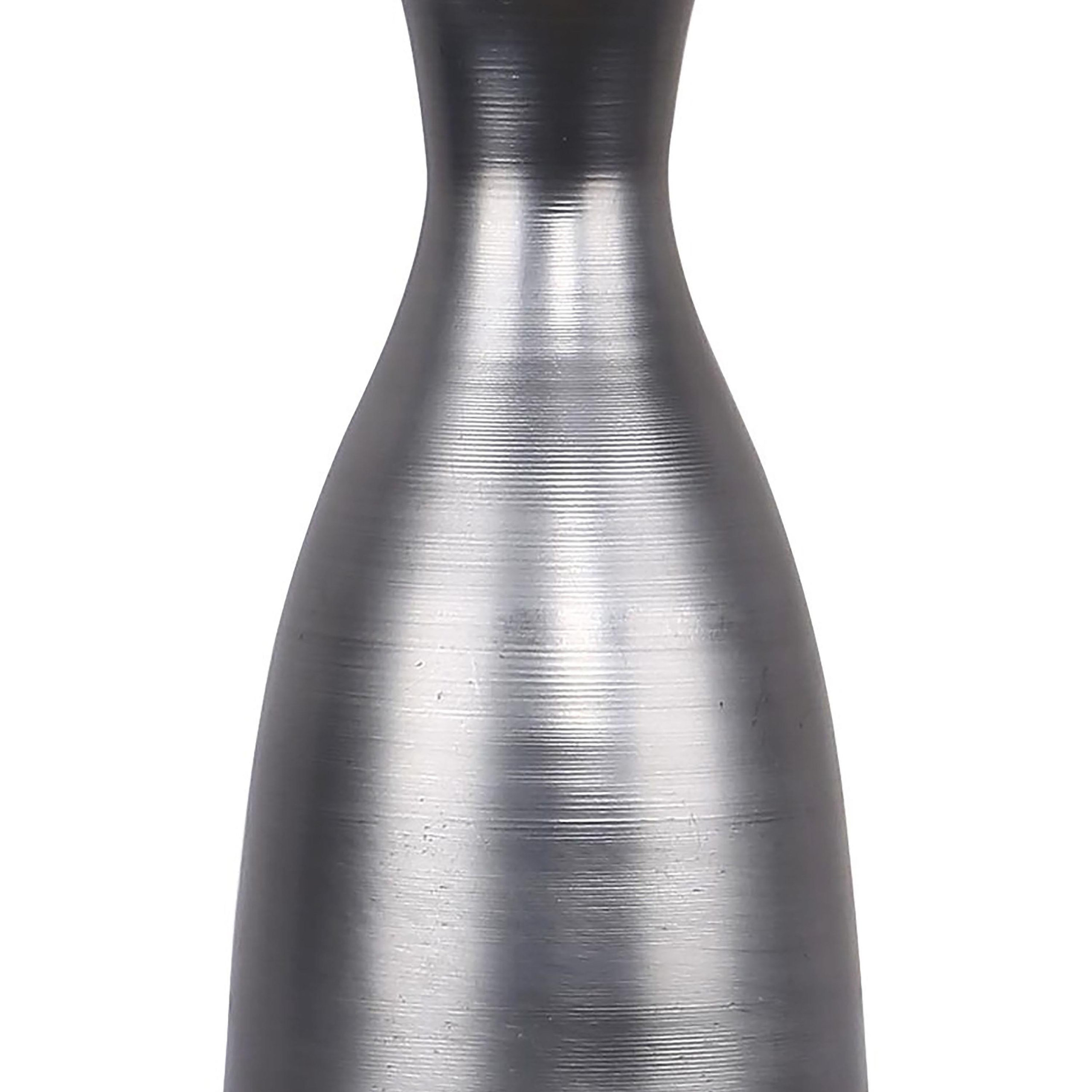 15" Vintage Metal Accent Lamp, Vase-Shaped Base/Natural Linen Shade ...